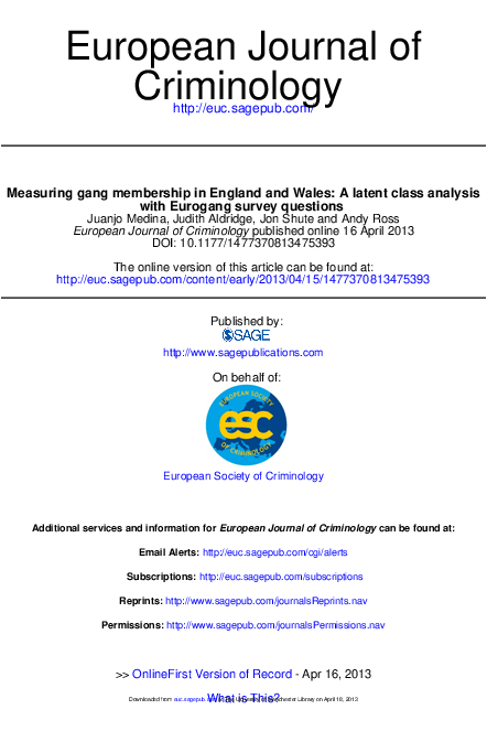 (PDF) Measuring gang membership in England and Wales: A latent class ...