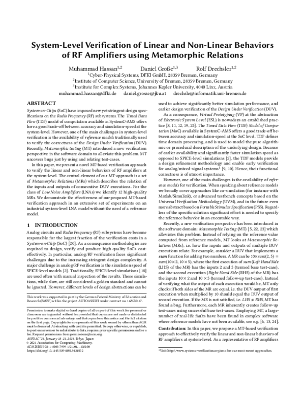 (PDF) System-Level Verification of Linear and Non-Linear Behaviors of ...
