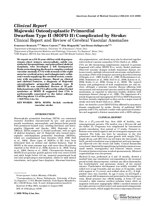 (PDF) Majewski osteodysplastic primordial dwarfism type II (MOPD II ...