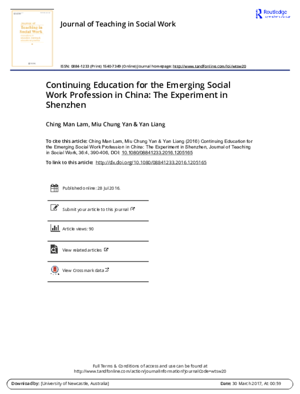 (PDF) Continuing Education for the Emerging Social Work Profession in ...