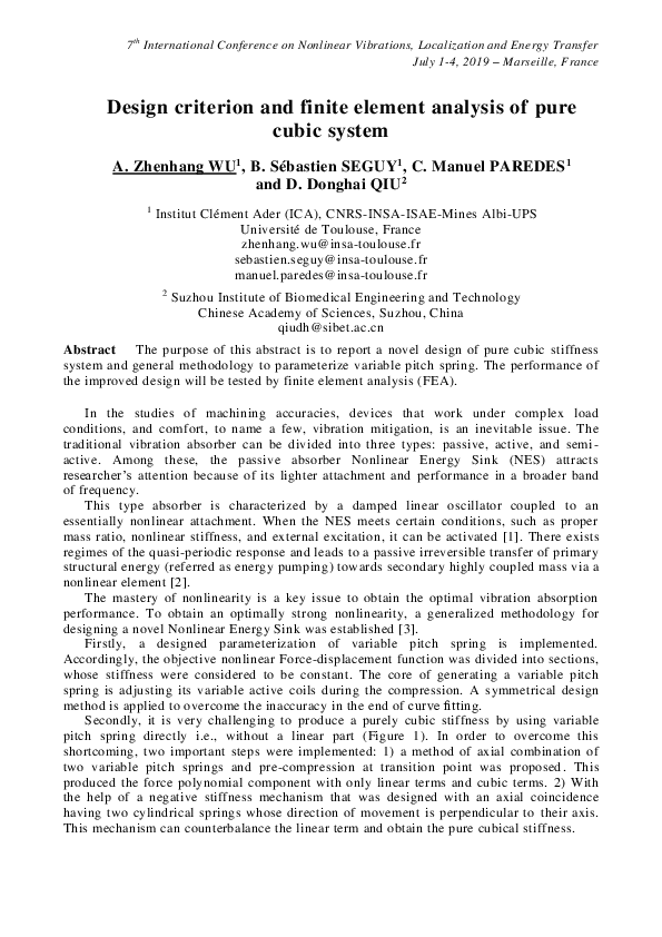 (PDF) Design criterion and finite element analysis of pure cubic system