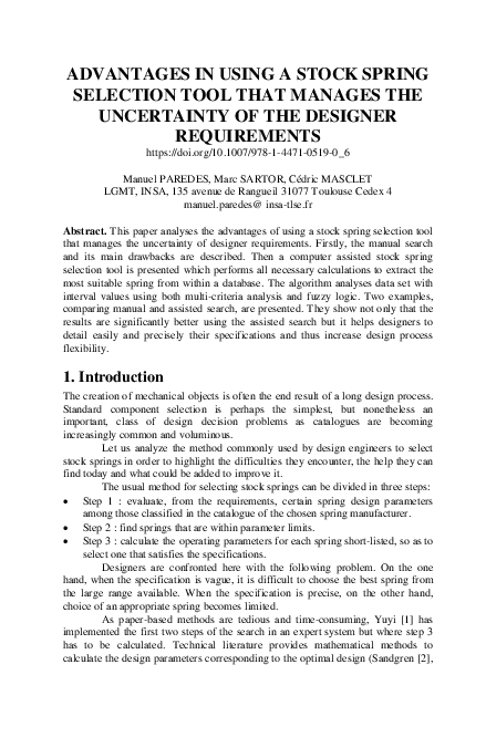 (PDF) Optimizing Stock Spring Selection with AI Tools