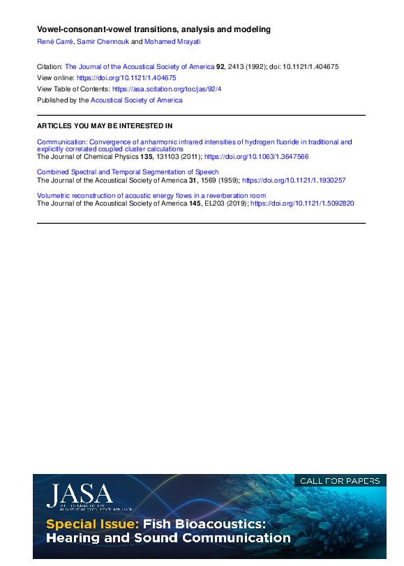(PDF) Vowel-consonant-vowel transitions, analysis and modeling