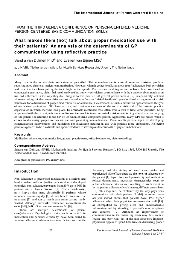 (PDF) What makes them (not) talk about proper medication use with their ...