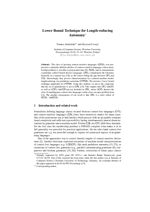(PDF) Lower bound technique for length-reducing automata