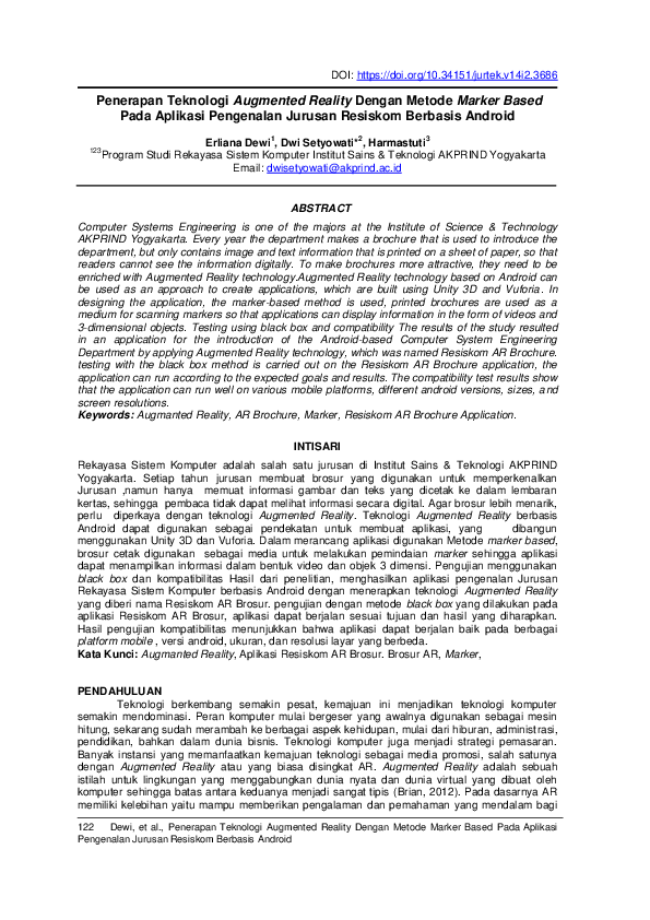 (PDF) Penerapan Teknologi Augmented Reality Dengan Metode Marker Based Pada Aplikasi Pengenalan ...