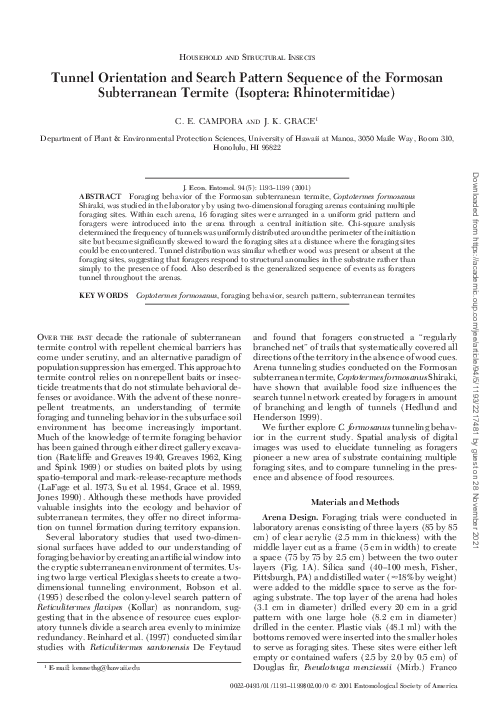 (PDF) Tunnel Orientation and Search Pattern Sequence of the Formosan ...