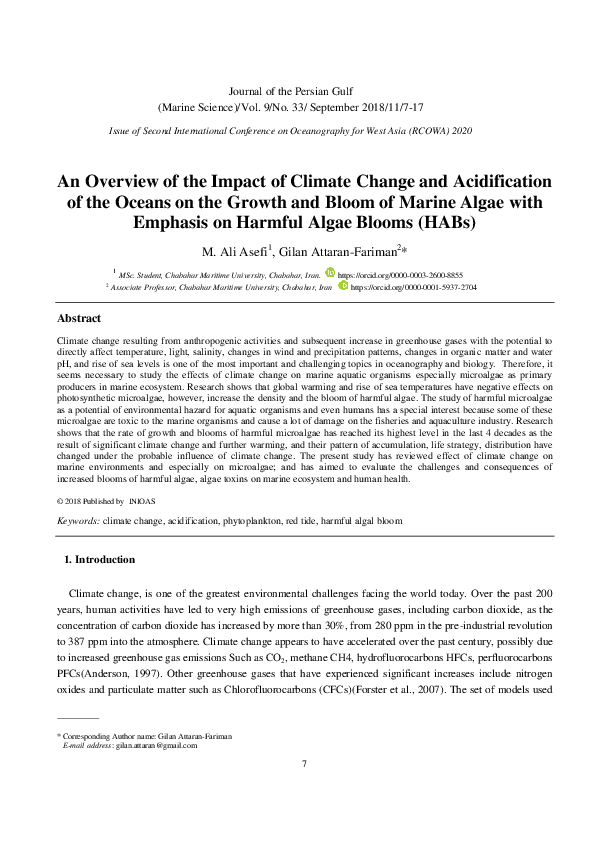 (PDF) An Overview of the Impact of Climate Change and Acidification of ...