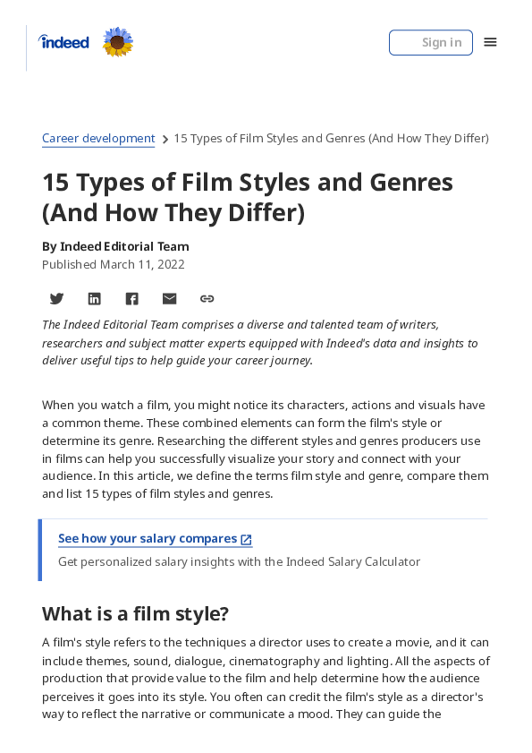 (PDF) Types of Film Styles and Genres (And How They Differ) Indeed