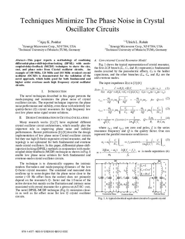 (PDF) Techniques minimize the phase noise in crystal oscillator circuits