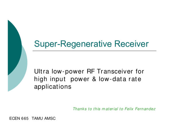 (PDF) Super-Regenerative Receiver