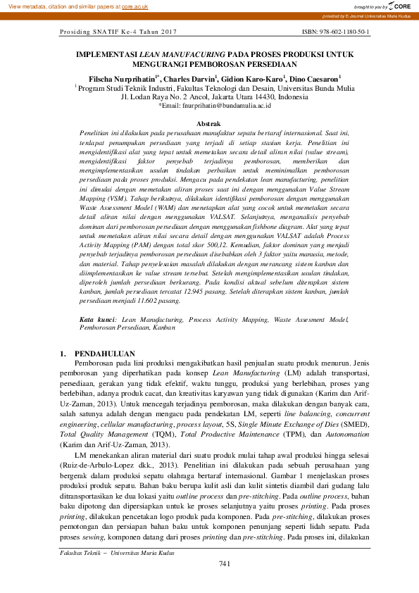 (PDF) Implementasi Lean Manufacuring Pada Proses Produksi Untuk Mengurangi Pemborosan Persediaan