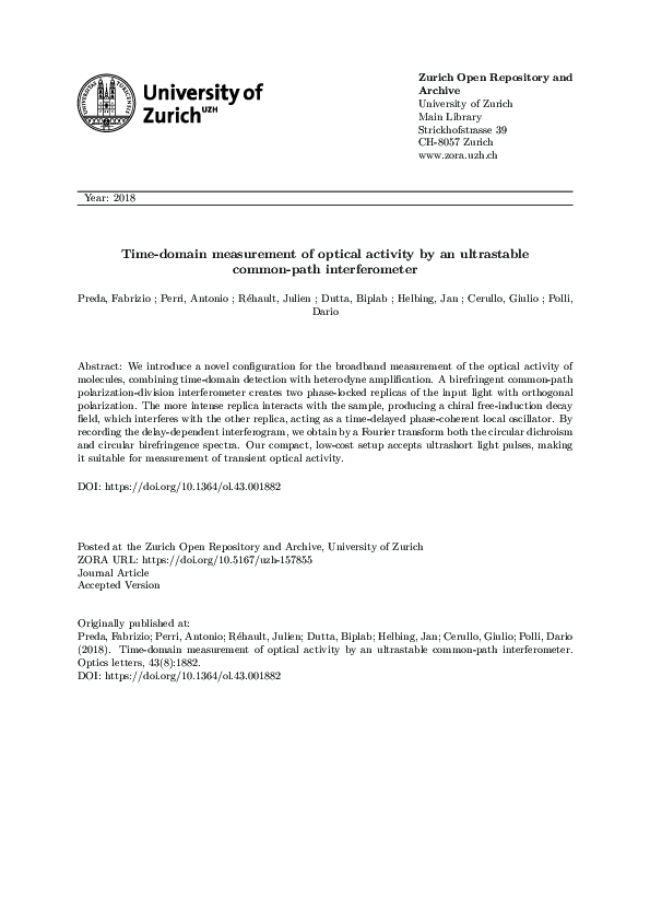 (PDF) Time-domain measurement of optical activity by an ultrastable ...