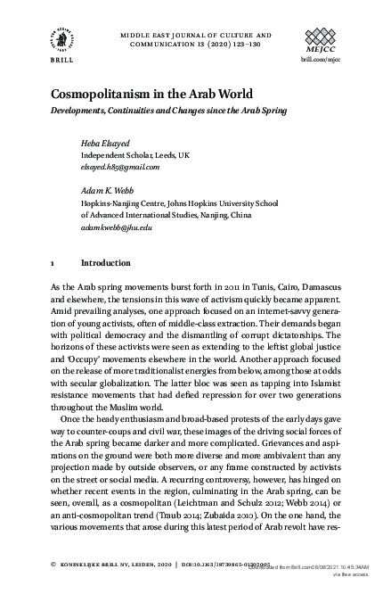 (PDF) Cosmopolitanism in the Arab World