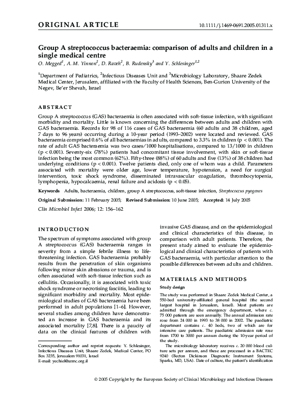 (PDF) Group A streptococcus bacteraemia: comparison of adults and ...