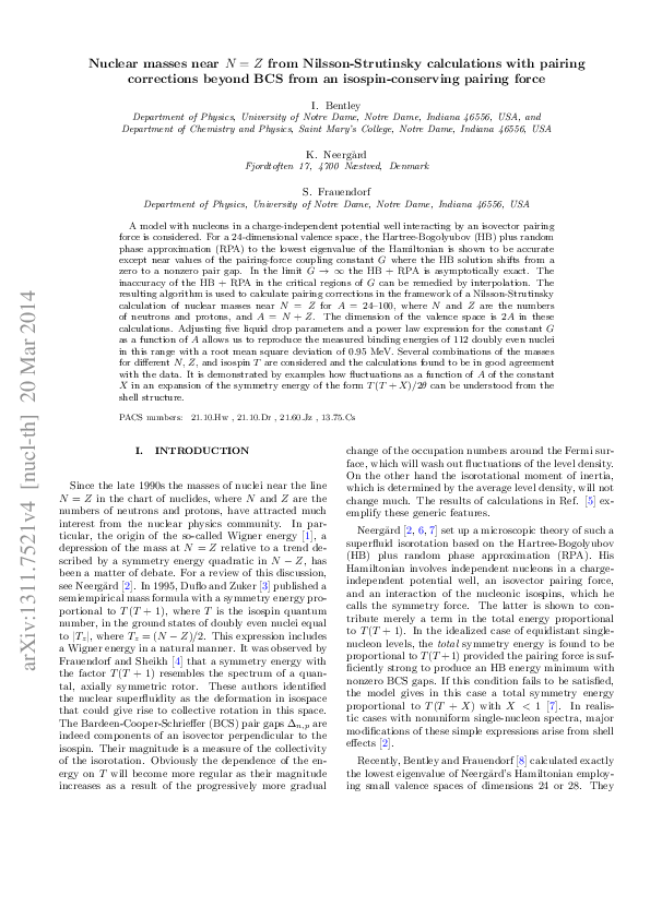 (PDF) Nuclear masses near N = Z from Nilsson-Strutinsky calculations with pairing corrections ...