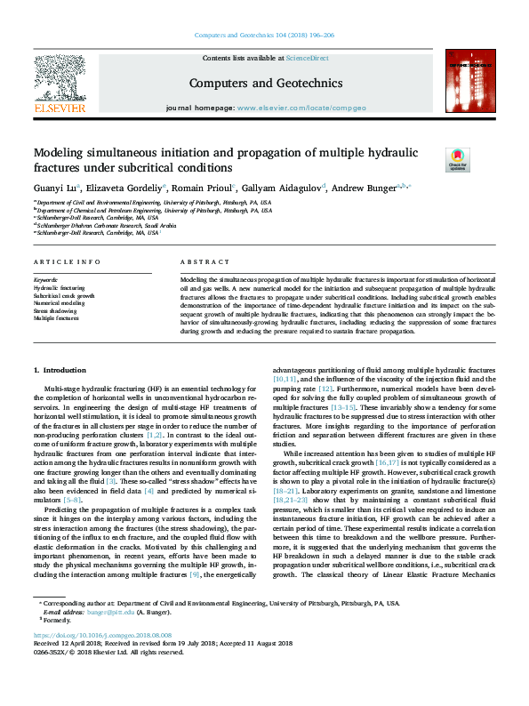 Pdf Modeling Simultaneous Initiation And Propagation Of Multiple