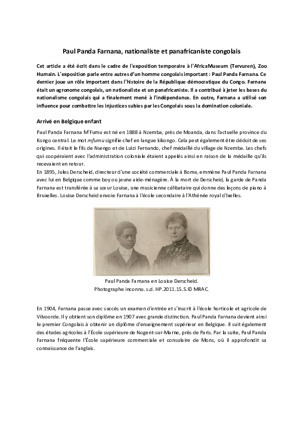 (PDF) Paul Panda Farnana, nationaliste et panafricaniste congolais