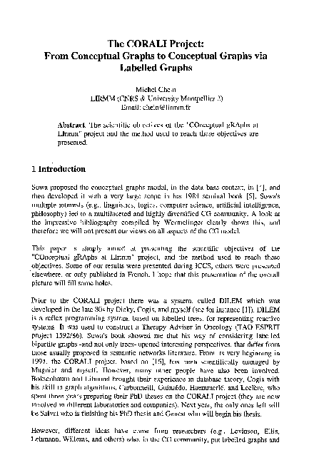 (PDF) The CORALI project: From conceptual graphs to conceptual graphs via labelled graphs