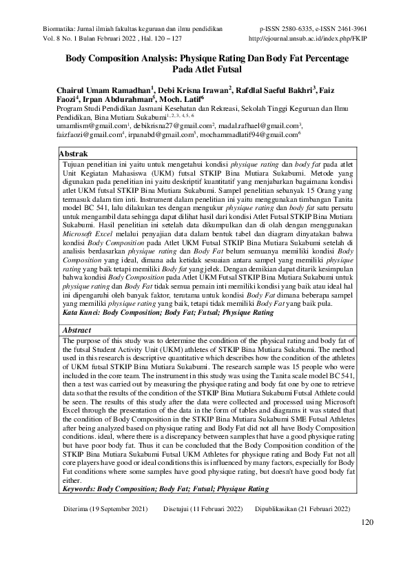 (PDF) Body Composition Analysis: Physique Rating Dan Body Fat ...
