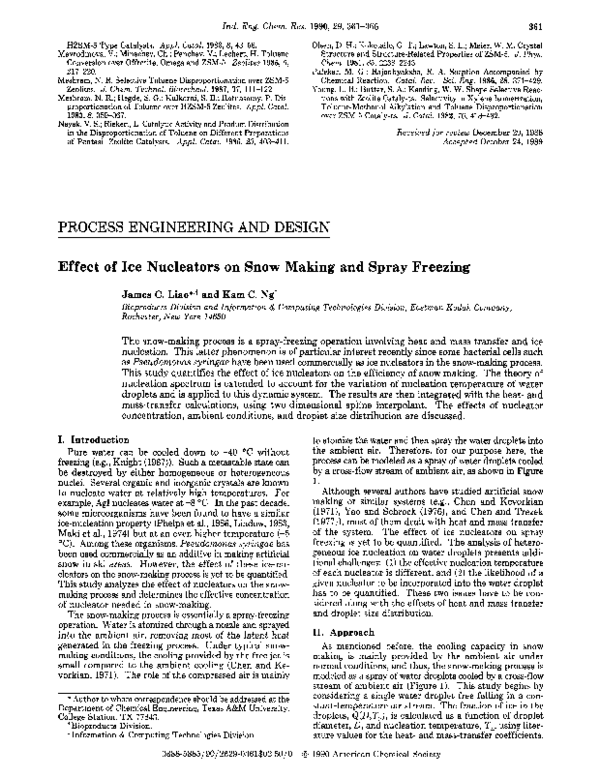 (PDF) Effect of ice nucleators on snow making and spray freezing