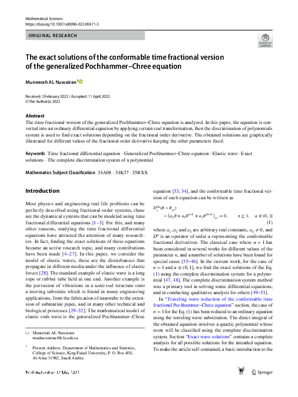 (PDF) The exact solutions of the conformable time fractional version of ...