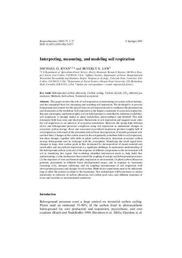 (PDF) Interpreting, measuring, and modeling soil respiration