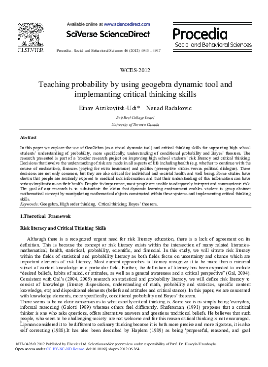 (PDF) Teaching Probability by Using Geogebra Dynamic Tool and ...