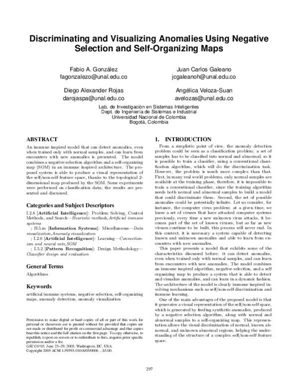 (PDF) Anomaly Detection via Negative Selection and SOM