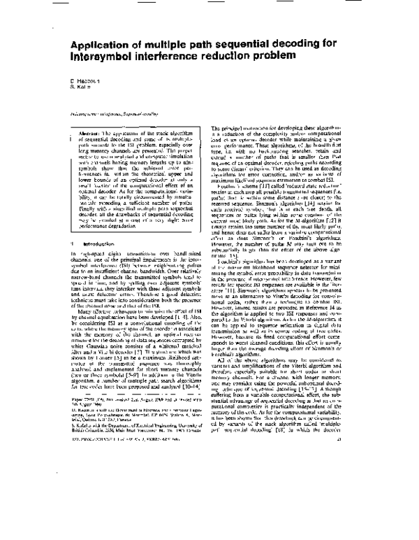 (PDF) Application of multiple path sequential decoding for intersymbol interference reduction ...