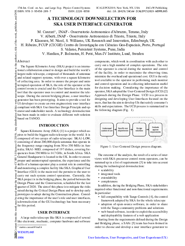 (PDF) A Technology Downselection for SKA User Interface Generator