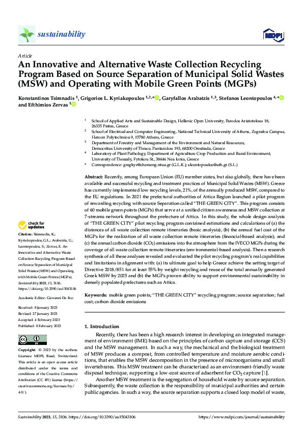 (PDF) An Innovative and Alternative Waste Collection Recycling Program ...