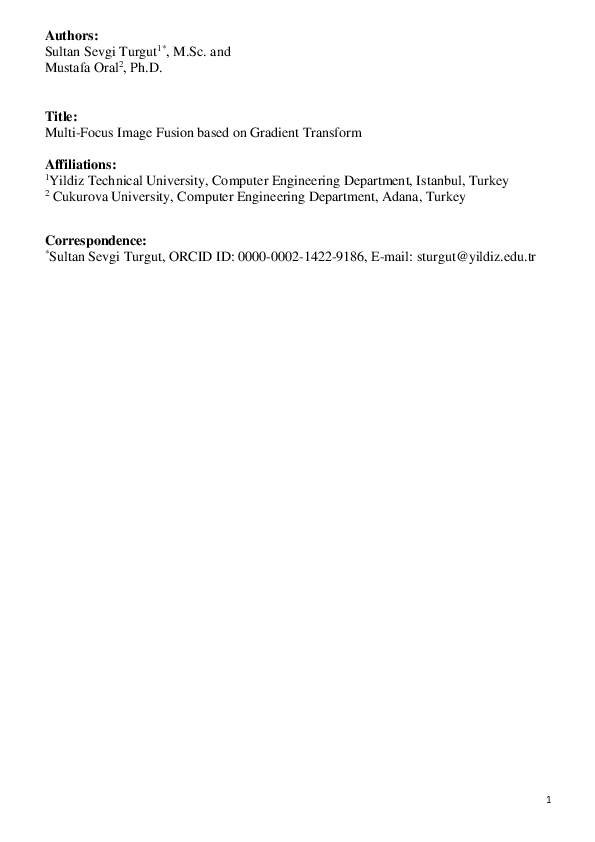Pdf Multi Focus Image Fusion Based On Gradient Transform