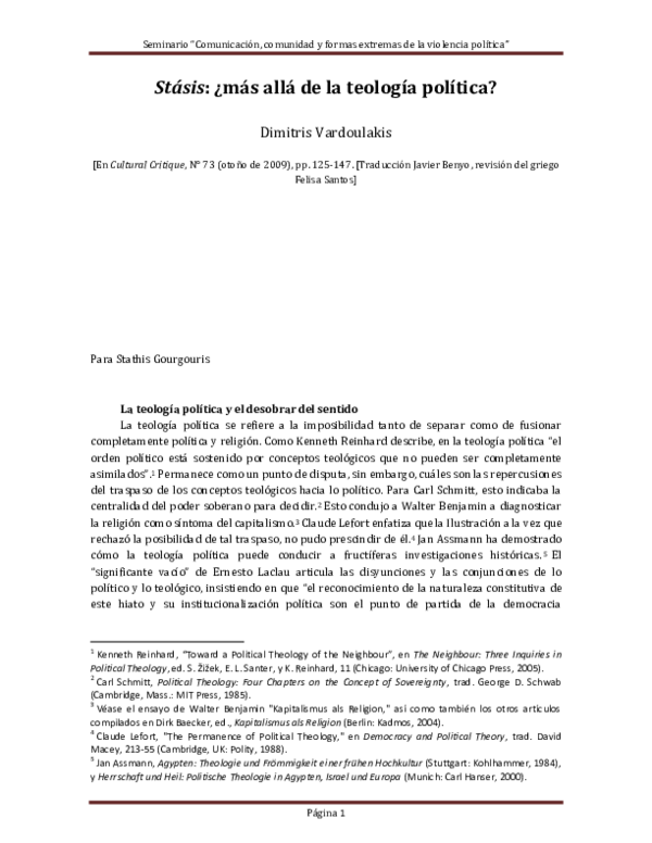(PDF) Dimitris Vardoulakis-Stásis: ¿más allá de la teología política?