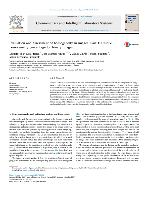 (PDF) Evaluation and assessment of homogeneity in images. Part 1: Unique homogeneity percentage ...