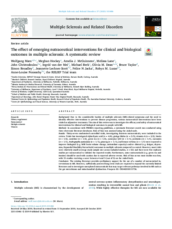 (PDF) The effect of emerging nutraceutical interventions for clinical and biological outcomes in ...