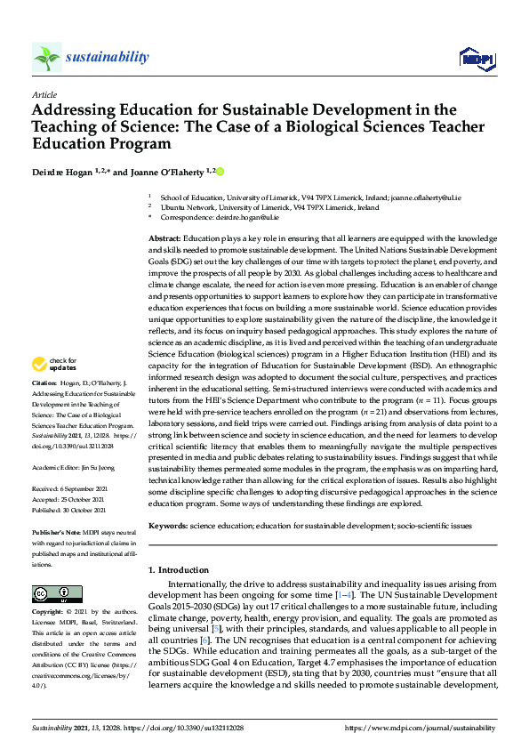 (PDF) Addressing Education for Sustainable Development in the Teaching ...