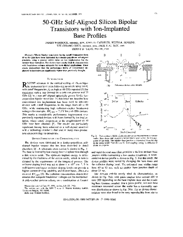 (PDF) 50-GHz self-aligned silicon bipolar transistors with ion ...