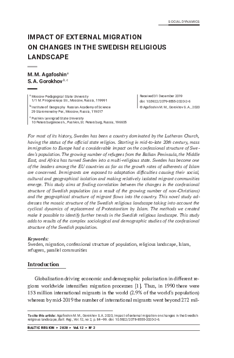 (PDF) Impact of external migration on changes in the Swedish religious ...