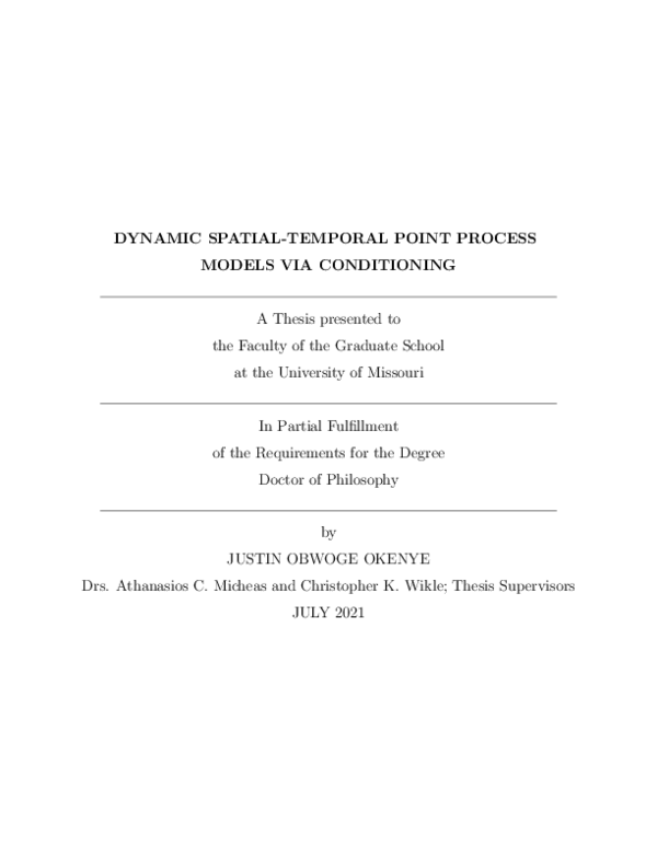 Pdf Dynamic Spatial Temporal Point Process Models Via Conditioning
