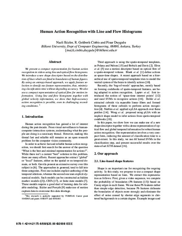 Pdf Human Action Recognition With Line And Flow Histograms