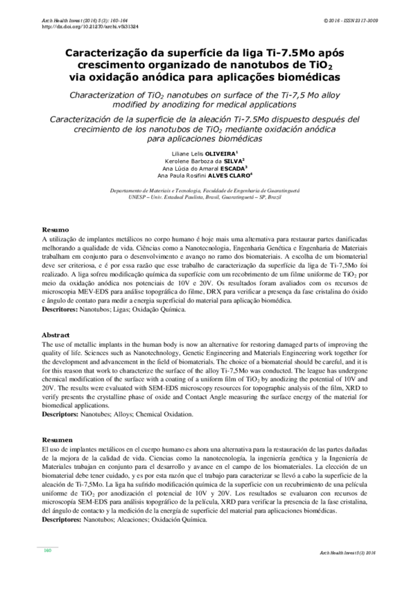 (PDF) Caracterização da superfície da liga Ti-7.5Mo após crescimento ...