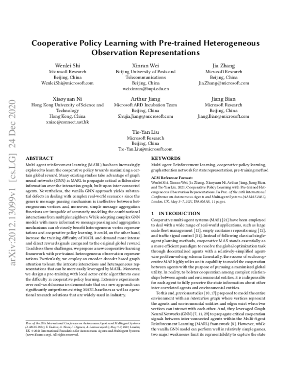 Pdf Cooperative Policy Learning With Pre Trained Heterogeneous Observation Representations
