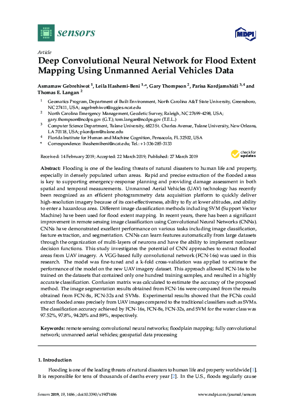 Pdf Deep Convolutional Neural Network For Flood Extent Mapping Using Unmanned Aerial Vehicles