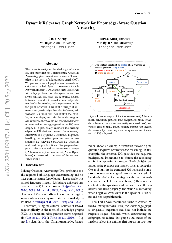 (PDF) Dynamic Relevance Graph Network for Knowledge-Aware Question Answering
