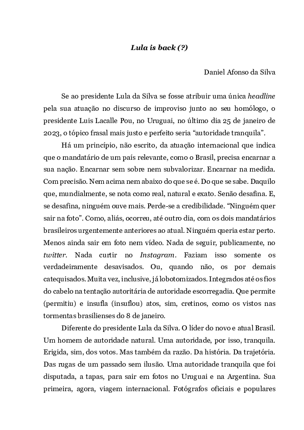 (PDF) Lula is back