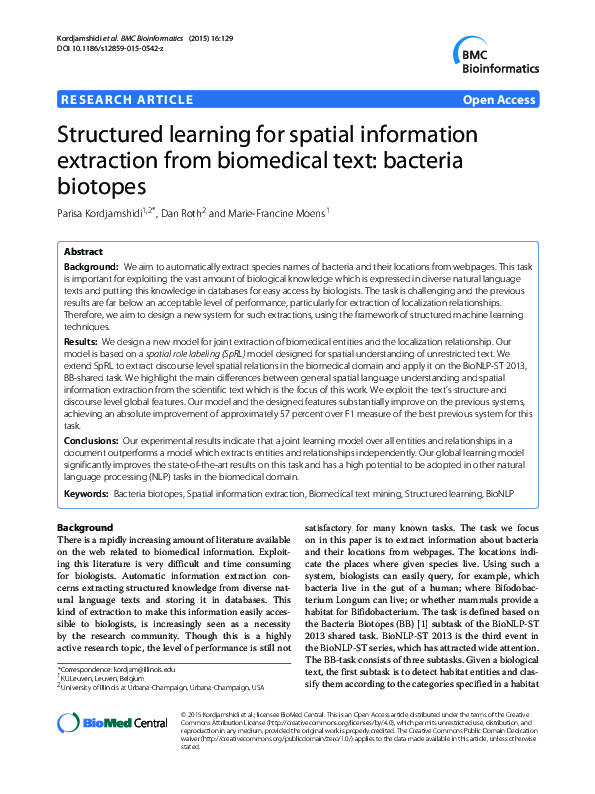 (PDF) Structured learning for spatial information extraction from ...