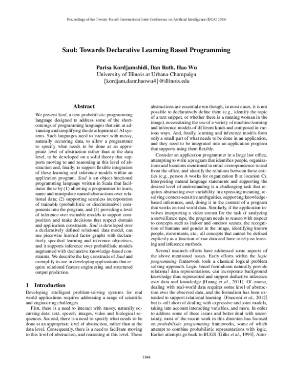 (PDF) Saul: Towards Declarative Learning Based Programming