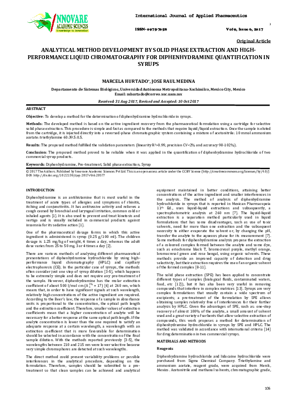 (PDF) Analytical Method Development by Solid Phase Extraction and High-Performance Liquid ...