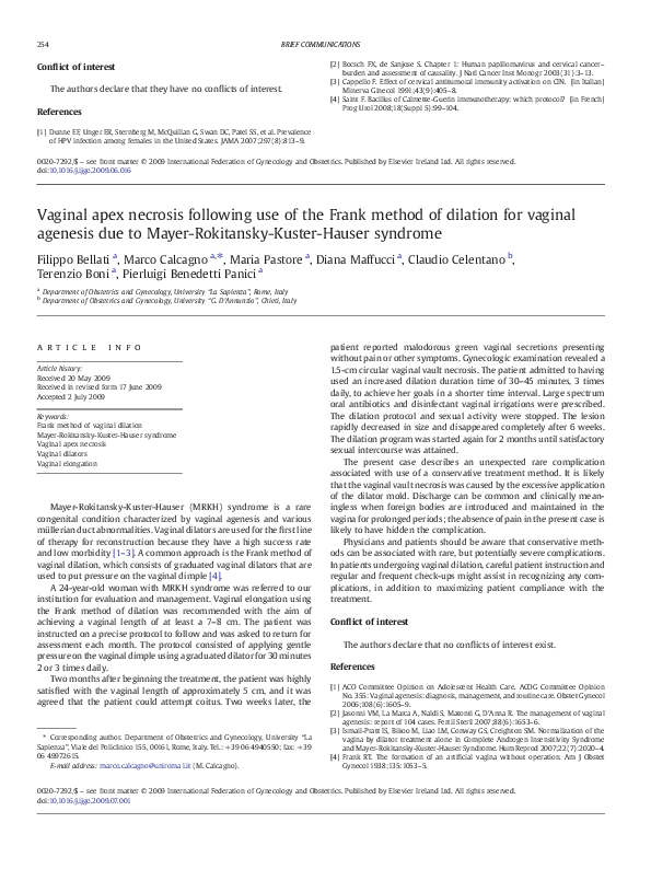 (PDF) Vaginal apex necrosis following use of the Frank method of ...